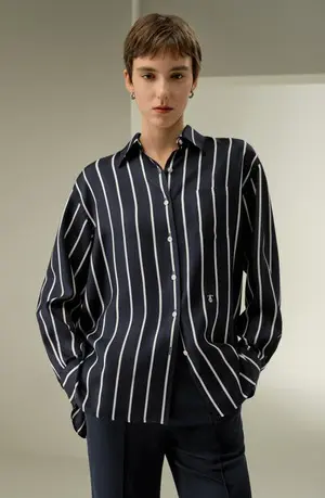 Lilysilk Silk Twill Striped Shirt