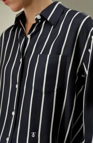 Lilysilk Silk Twill Striped Shirt