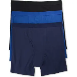 HARBOR BAY BY DXL Big & Tall 3-pk Solid Active Stretch 4 Inch Boxer Briefs - Blue Quartz
