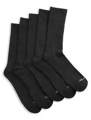 REEBOK Big & Tall Vector Crew Socks 5 Pack - Black
