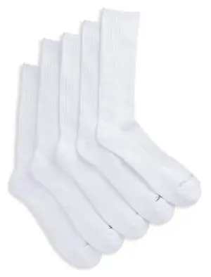 REEBOK Big & Tall Vector Crew Socks 5 Pack - White