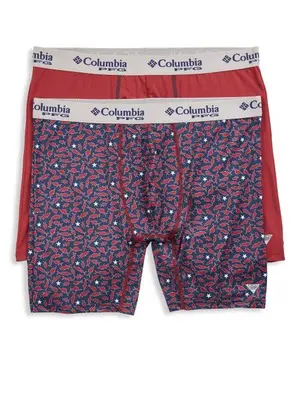 Columbia Big & Tall 2-pk Fish Nation Performance Boxer Briefs - Crimson Red