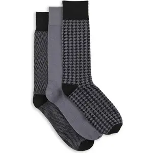 SYNRGY BY DXL Big & Tall Classic Printed Socks Pack Of 3 - Black