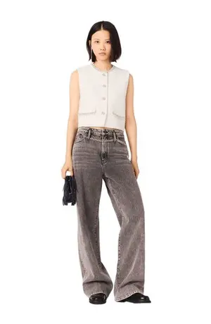 Maje Beaded Tweed Waistcoat - Ecru