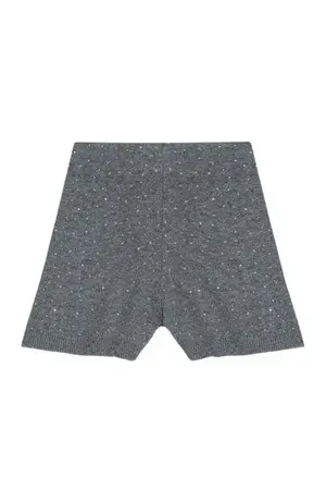 Maje Knit Shorts With Rhinestones - Grey
