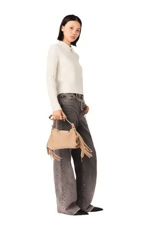 Maje Pearl-collar Ribbed Sweater - Ecru