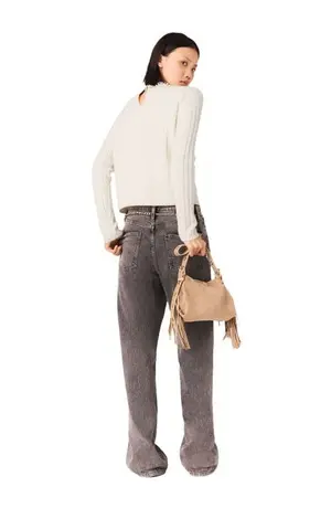 Maje Pearl-collar Ribbed Sweater - Ecru
