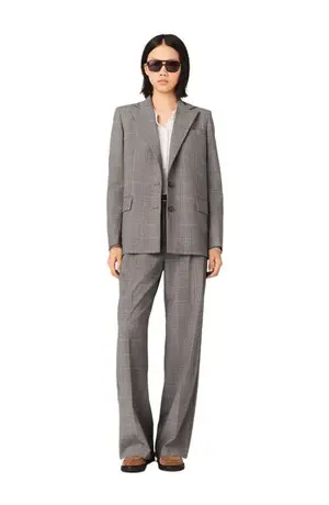 Maje Checked Suit Jacket - Grey