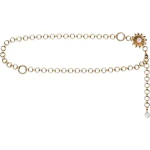 Maje Chain Belt With Flower Detail - Gold