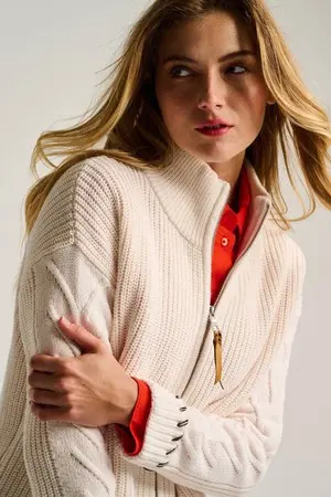 Lisa Todd Cable Stitch Zip-up Cardigan