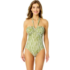 ANNE COLE Twist Front One Piece Swimsuit - Sierra Woodblock