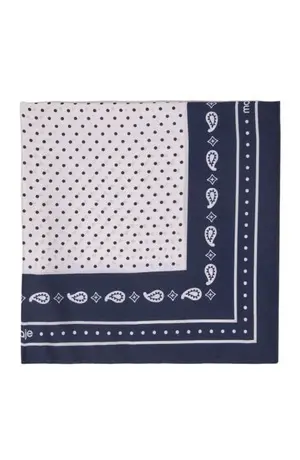Maje 60x60 Silk Print Bandana - Navy Dot Bandana Print