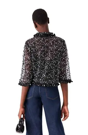 Maje Floral Rhinestone Polo