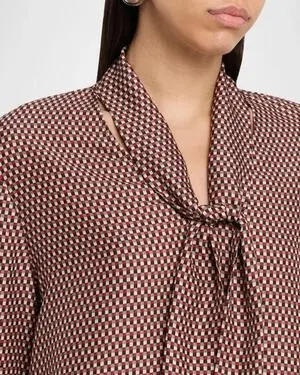 JOSEPH Adele Geometric-print Tie-neck Blouse