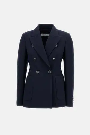 Max Mara Double-breasted Seersucker Blazer - Blue