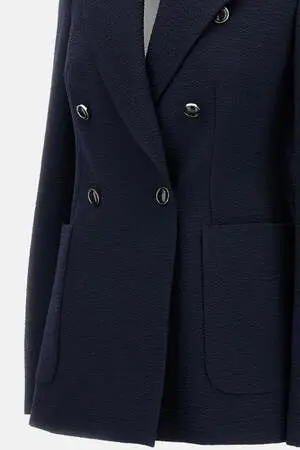 Max Mara Double-breasted Seersucker Blazer - Blue