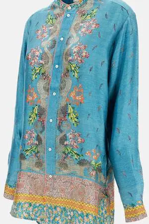 PIERRE-LOUIS MASCIA Silk Floral Paisley Print Shirt