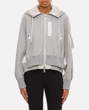 Sacai Sponge Sweat X Nylon Twill Hoodie - Grey