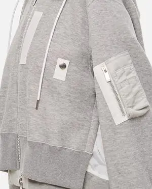 Sacai Sponge Sweat X Nylon Twill Hoodie - Grey