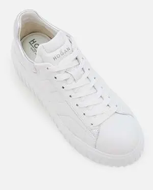 Hogan Laced Sneakers With H-stripes - White