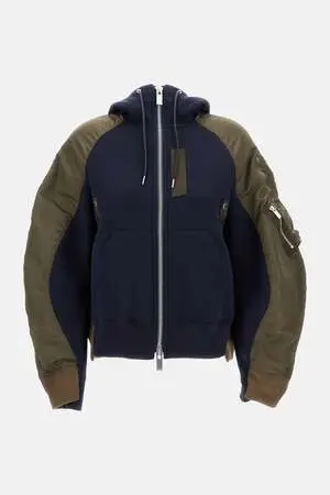 Sacai Zip-up Hooded Sweatshirt - Multicolor