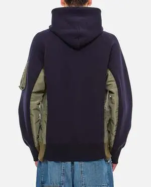 Sacai Hooded Cotton And Nylon Jacket - Blue