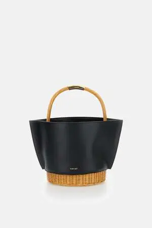 Sacai Raffia And Leather Basket Bag