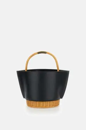 Sacai Raffia And Leather Basket Bag