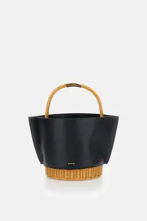 Sacai Raffia And Leather Basket Bag - Multicolor