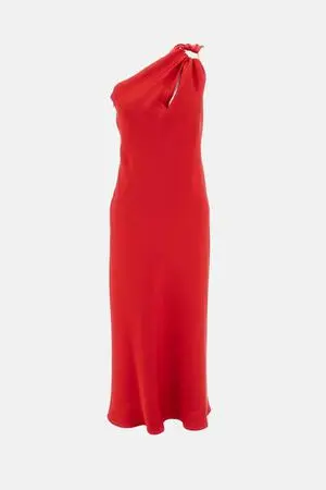 Max Mara One-shoulder Satin Gown - Red