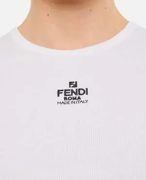 Fendi Ribbed Cropped T-shirt