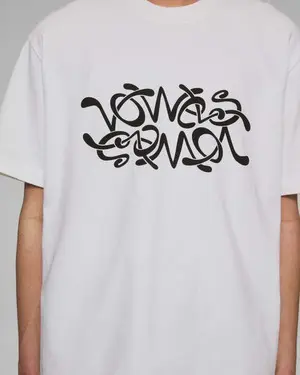 VOWELS Double Scribble Tee - White