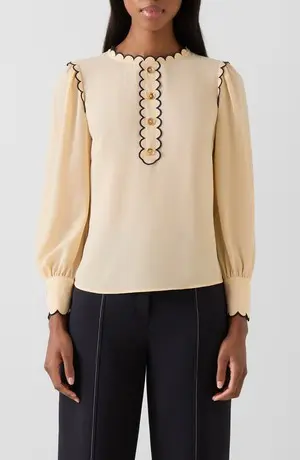 LK BENNETT Jenny Scallop Top
