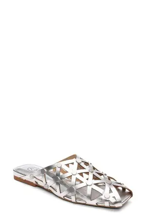 Ash Bone Studded Cutout Slide Sandal - Silver