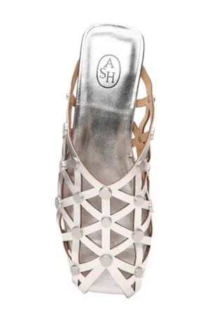 Ash Bone Studded Cutout Slide Sandal - Silver