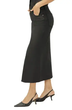 SILVER JEANS CO. Midi Denim Skirt With Front Slit