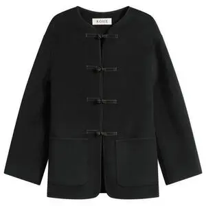 RÓHE Mandarin Double-faced Wool Jacket - Navy