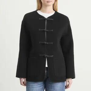 RÓHE Mandarin Double-faced Wool Jacket - Navy