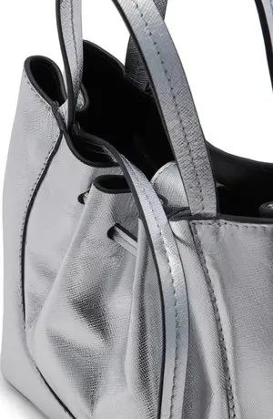 BEHNO Mini Katrina Metallic Leather Crossbody Tote - Silver