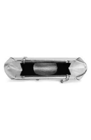 BEHNO Elizabeth Leather Baguette Clutch - Silver