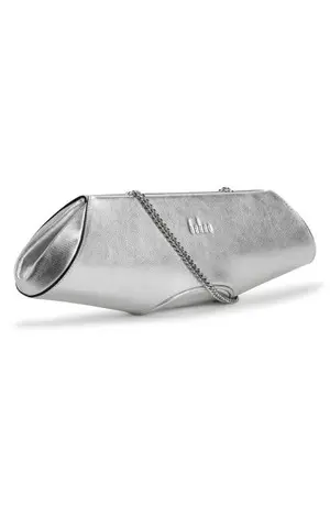 BEHNO Elizabeth Leather Baguette Clutch - Silver