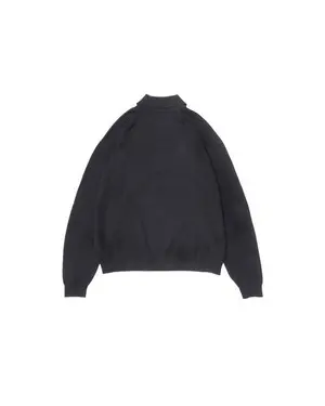 VOWELS Lightweight Knit Polo Sweater - Black