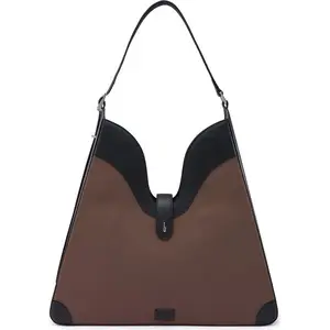 BEHNO Melina Canvas Shoulder Bag - Cacao/black