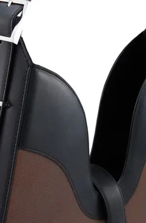 BEHNO Melina Canvas Shoulder Bag - Cacao/black