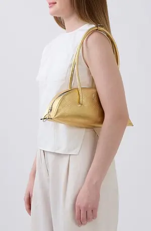 BEHNO Mini Laverne Leather Bowler Bag - Gold
