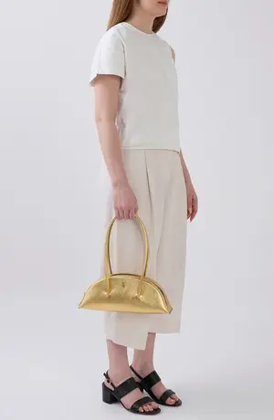 BEHNO Mini Laverne Leather Bowler Bag - Gold