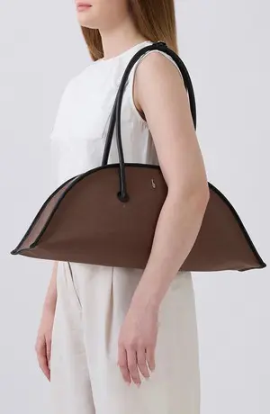 BEHNO Laverne Canvas Bowler Bag - Cacao/black