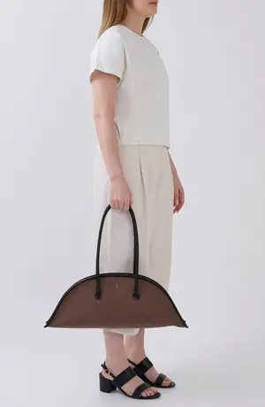 BEHNO Laverne Canvas Bowler Bag - Cacao/black