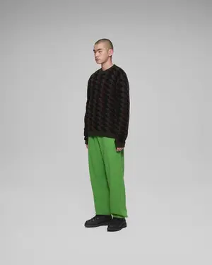 VOWELS Tessellated Merino Wool Sweater - Green