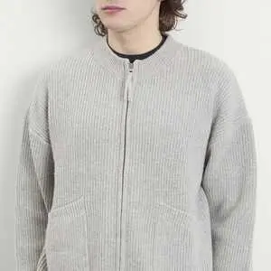 FRIZMWORKS Wool Deck Zip Cardigan - Light Gray